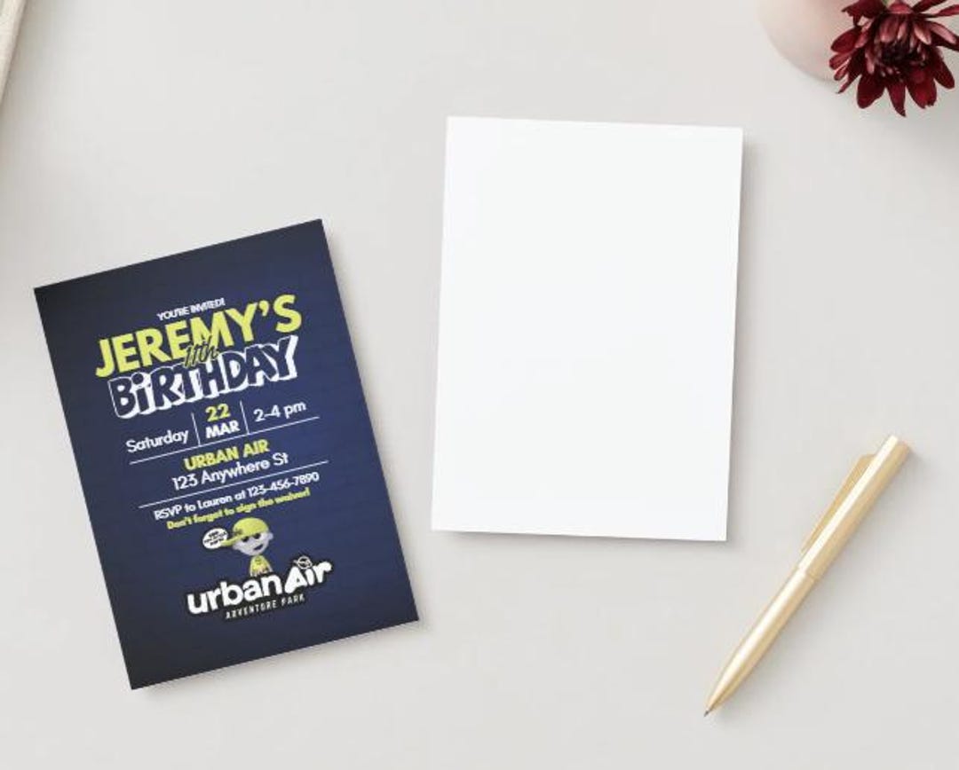 Neon Birthday Party Invitation, Urban Air Party, Jump Party, Air Party ...