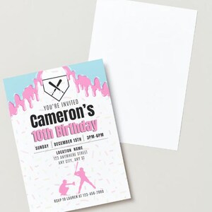 Baseball Drip Party Invitation, Ice Cream Drip, Birthday Invitation ...