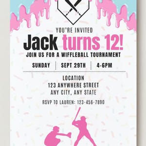 Baseball Drip Party Invitation, Ice Cream Drip, Birthday Invitation ...