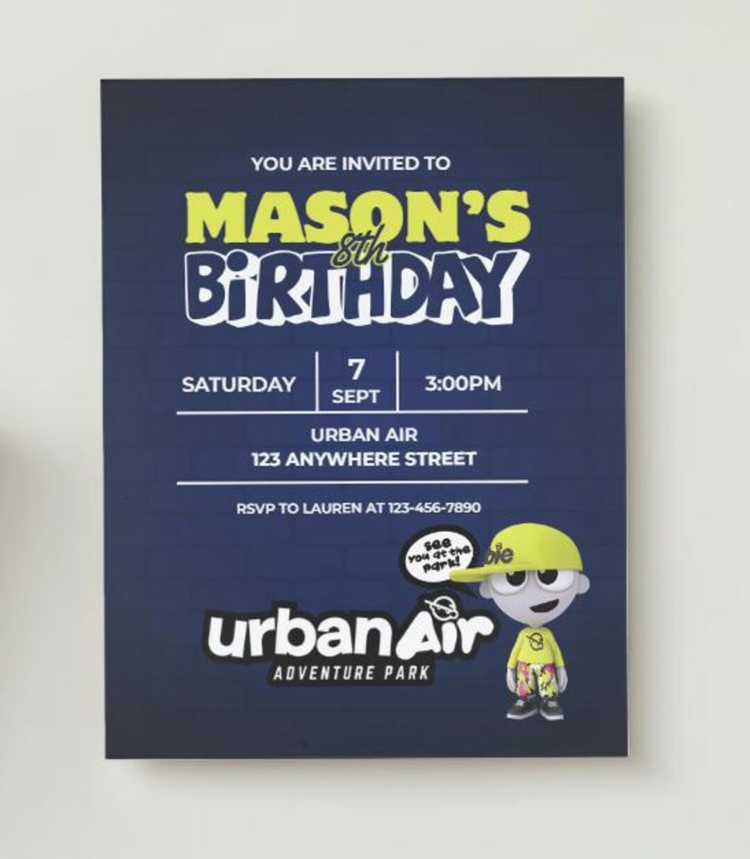 Neon Birthday Party Invitation, Urban Air Party, Jump Party, Air Party ...