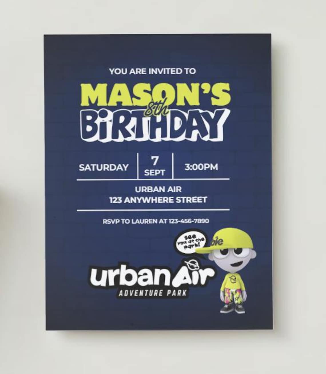 Neon Birthday Party Invitation, Urban Air Party, Jump Party, Air Party ...