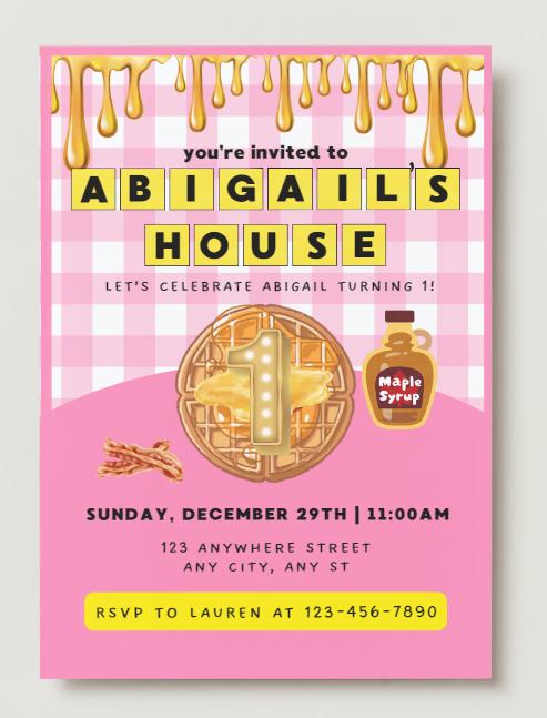 Waffle Party Invitation, Waffle House, Breakfast Brunch, Birthday ...