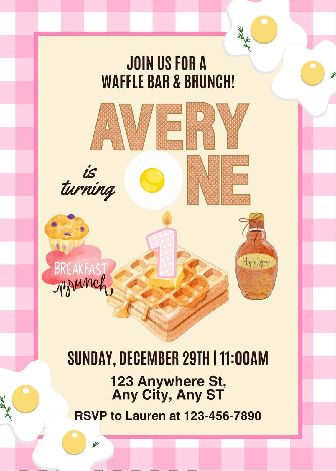 Waffle House Party Invitation, Breakfast Brunch, Birthday Invitation ...