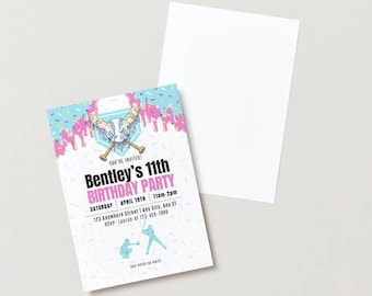 Baseball Drip Party Invitation, Ice Cream Drip, Birthday Invitation ...
