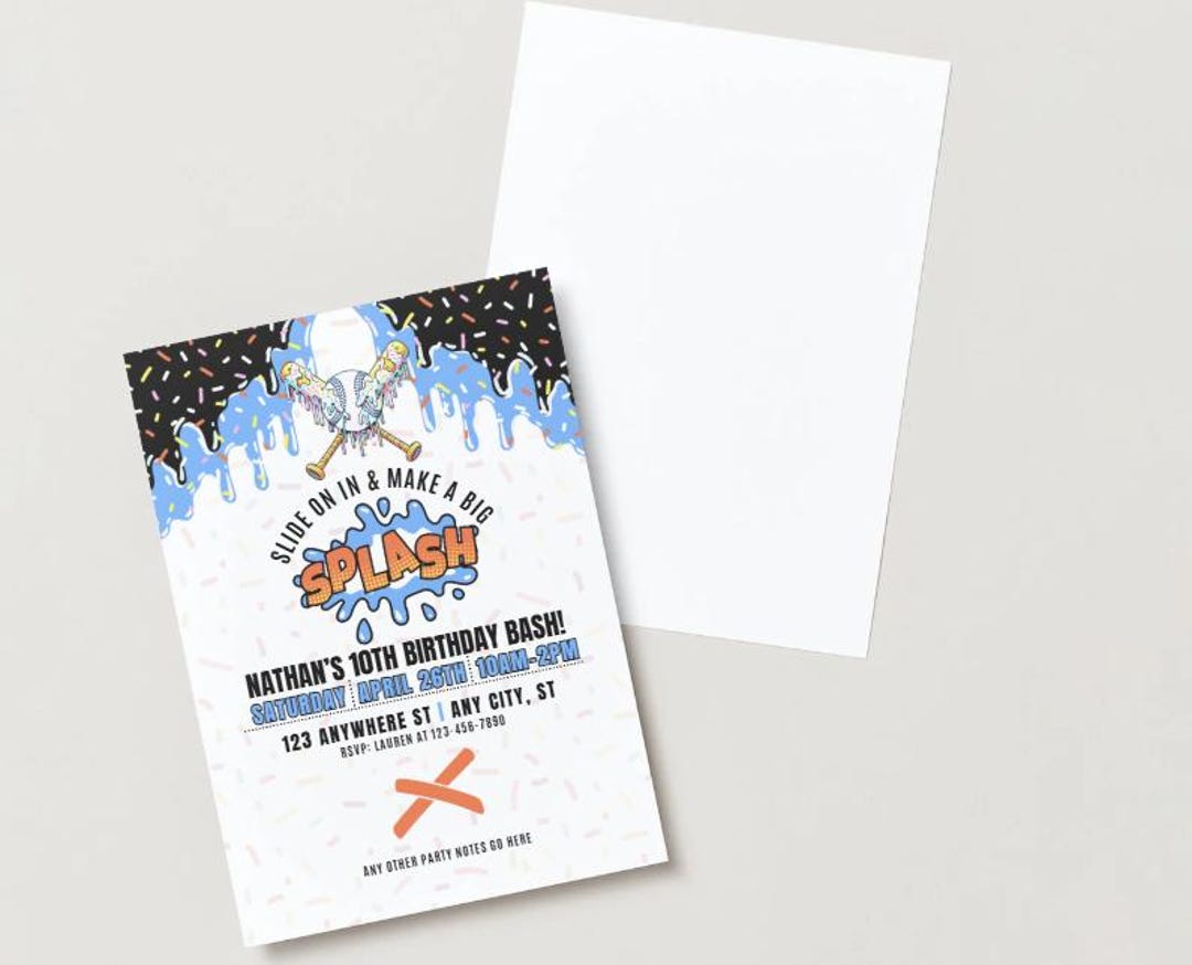 Baseball Drip Party Invitation, Ice Cream Drip, Birthday Invitation ...