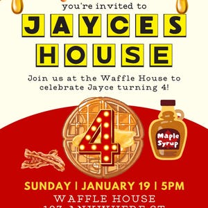 Waffle House Party Invitation, Breakfast, Birthday Invitation, Waffles ...