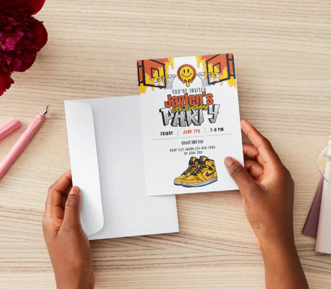 Basketball Drip Party Invitation, Nike Drip, Birthday Invitation, Boys ...