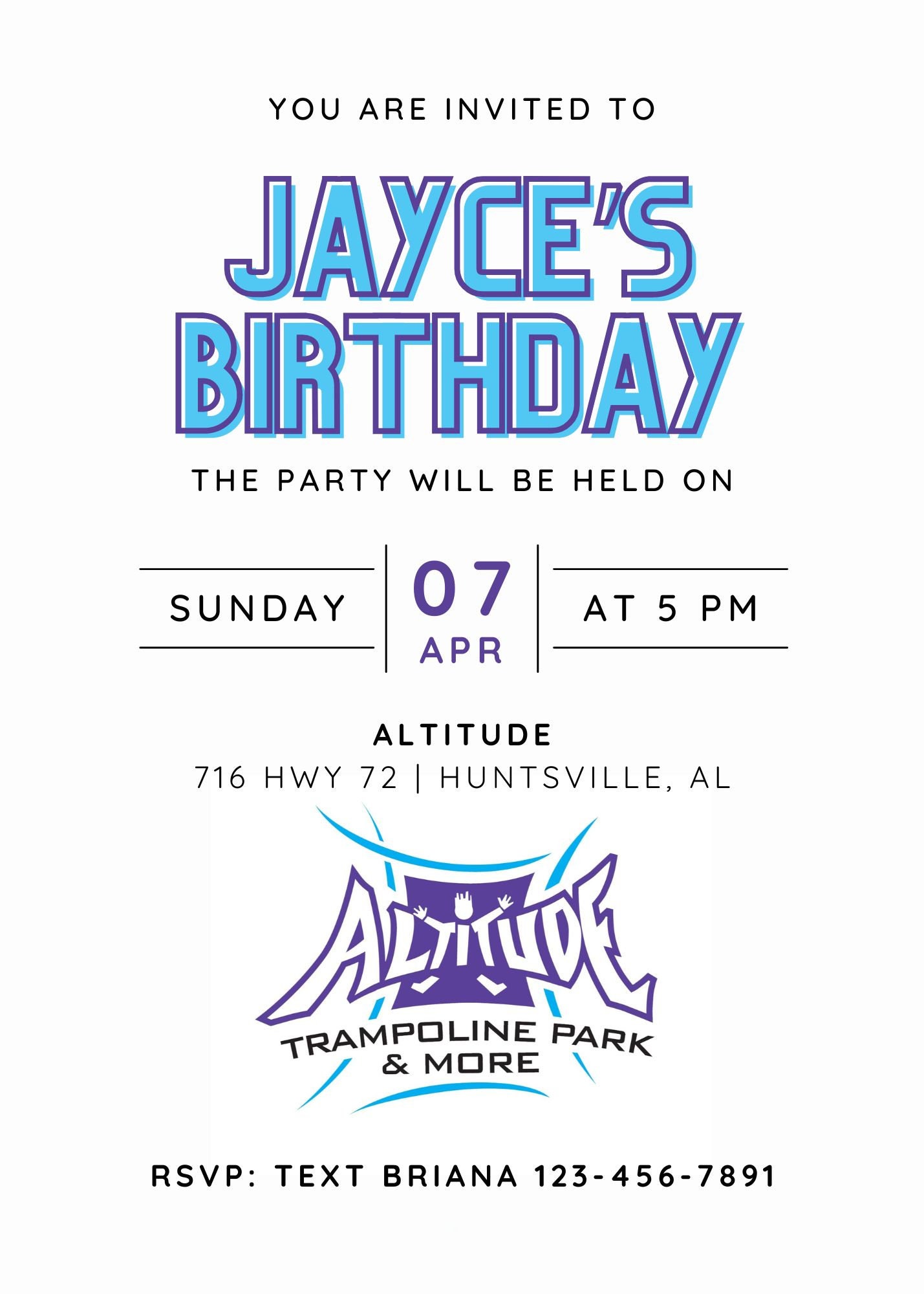 Altitude Birthday Party Invitation, Kids Party, Trampoline Party, Jump ...