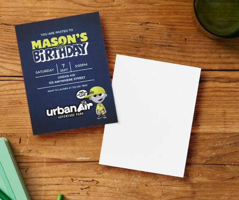 Neon Birthday Party Invitation, Urban Air Party, Jump Party, Air Party ...