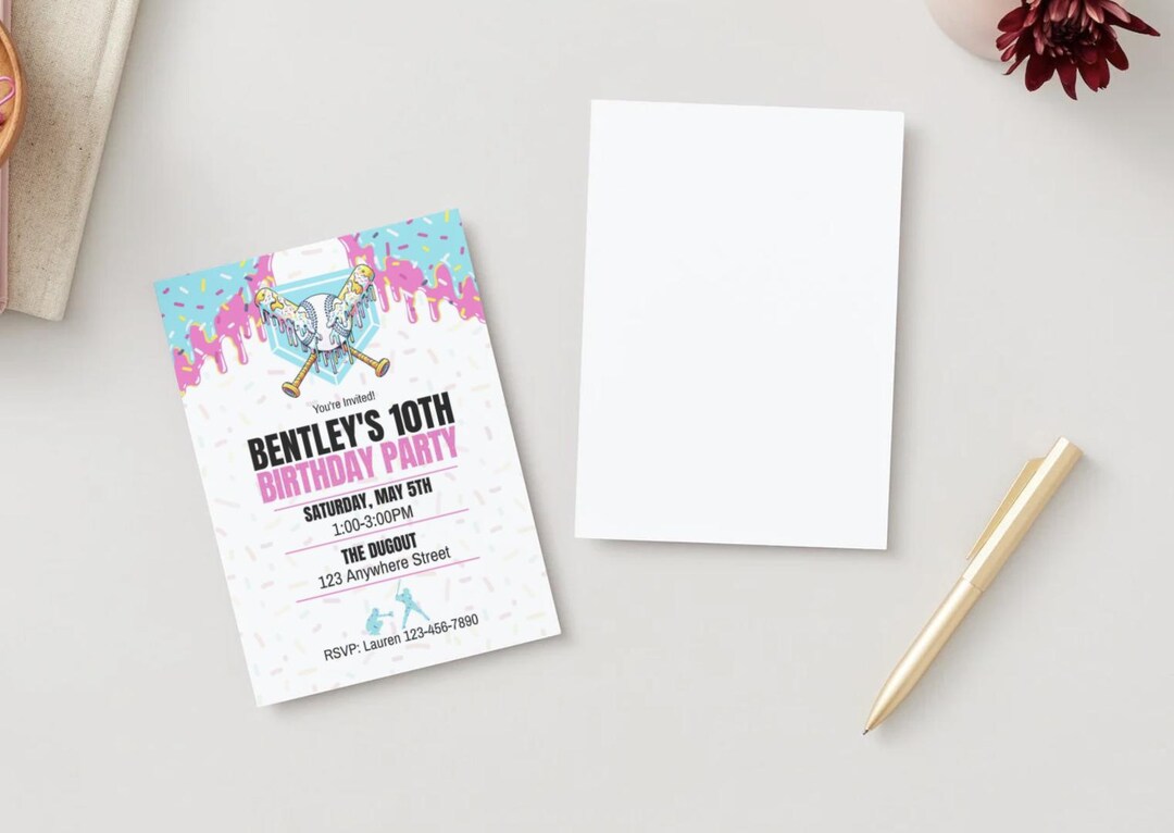 EDITABLE Template, Baseball Drip Party Invitation, Ice Cream Drip ...