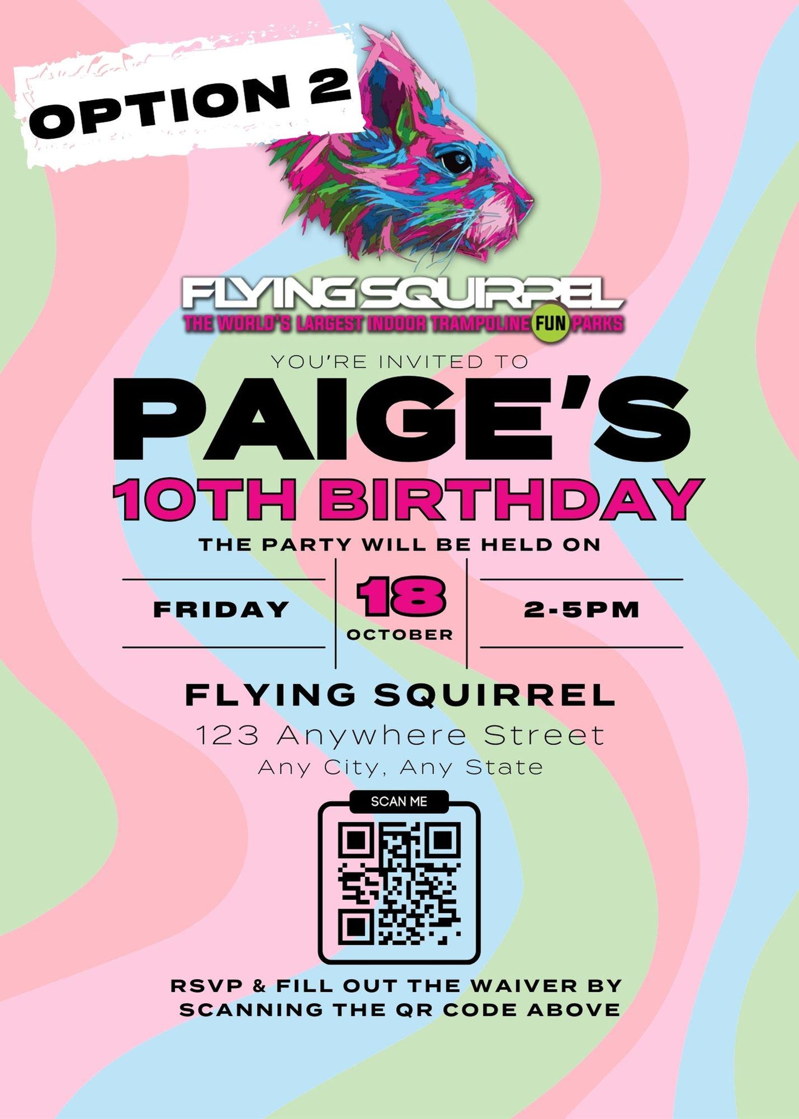 Flying Squirrel With CUSTOM QR CODE Birthday Party Invitation ...