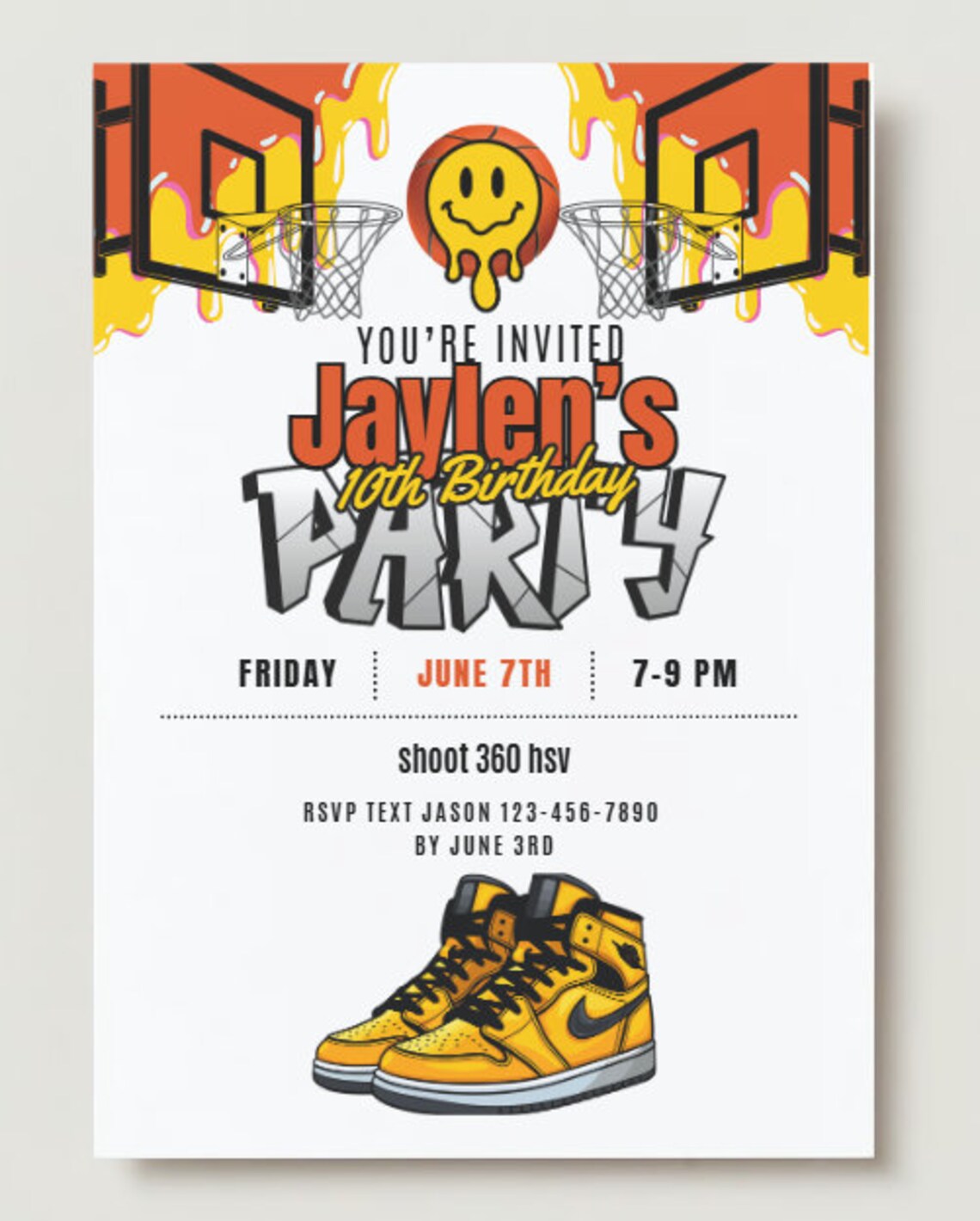 Basketball Drip Party Invitation, Nike Drip, Birthday Invitation, Boys ...