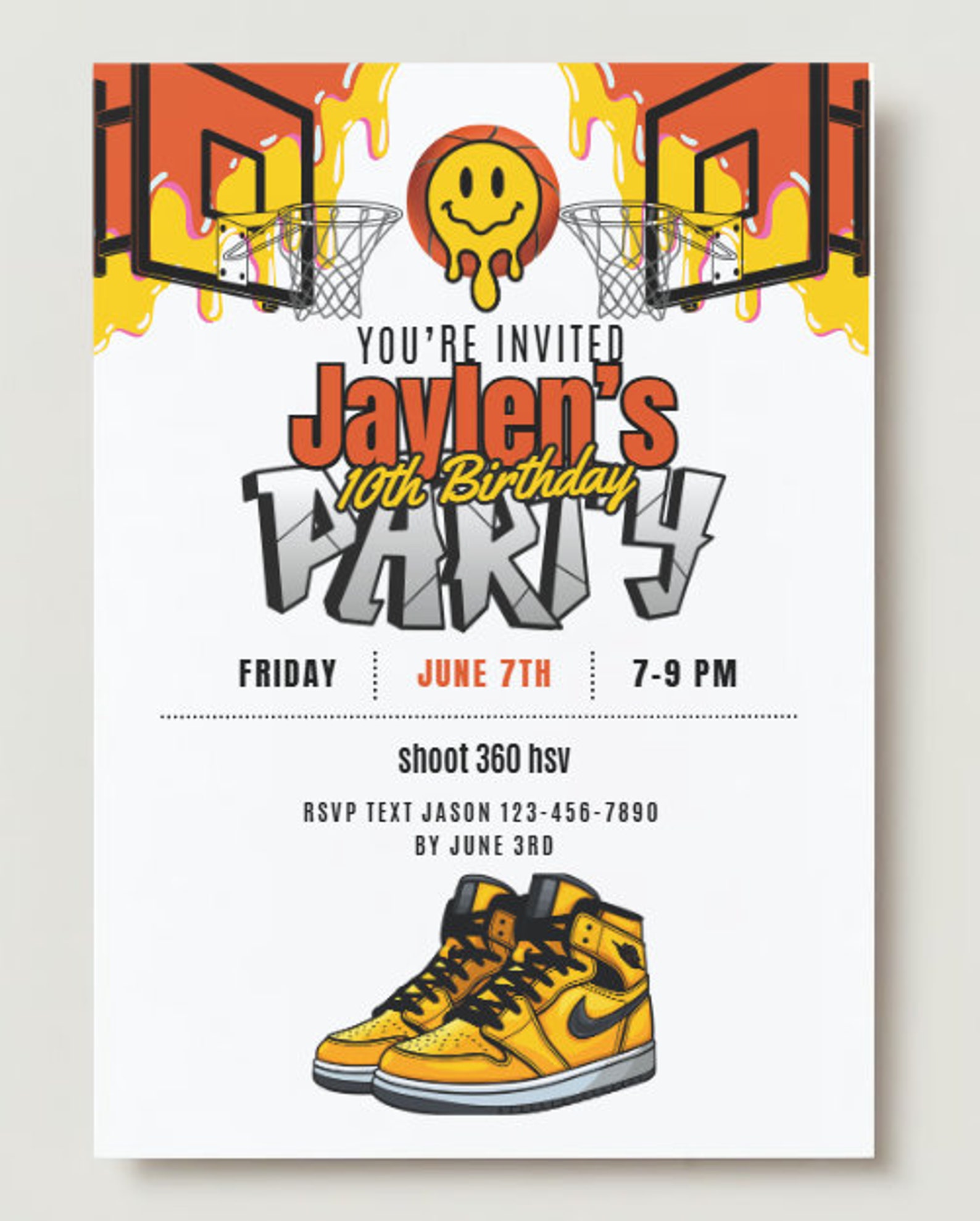 Basketball Drip Party Invitation, Nike Drip, Birthday Invitation, Boys ...