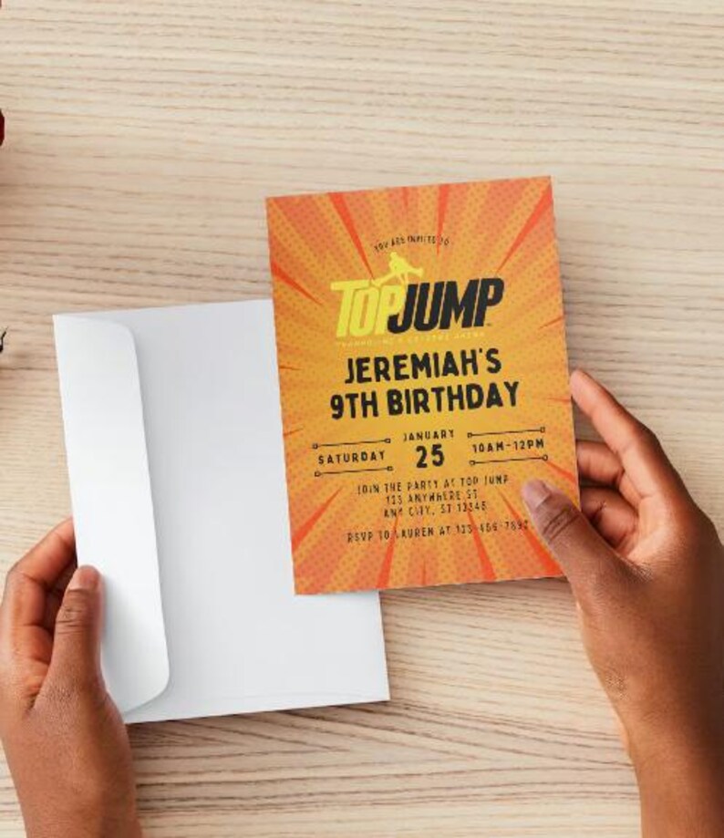 Top Jump Inspired Birthday Invitation, Jump Party, Trampoline Party ...