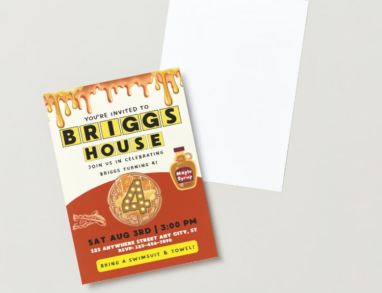 Waffle House Party Invitation, Breakfast, Birthday Invitation, Waffles ...