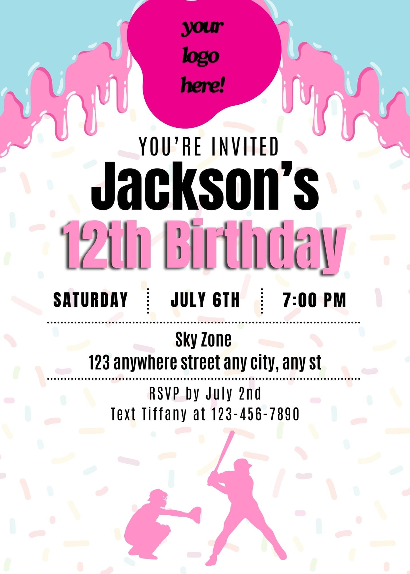 Baseball Drip Party Invitation, Ice Cream Drip, Birthday Invitation ...