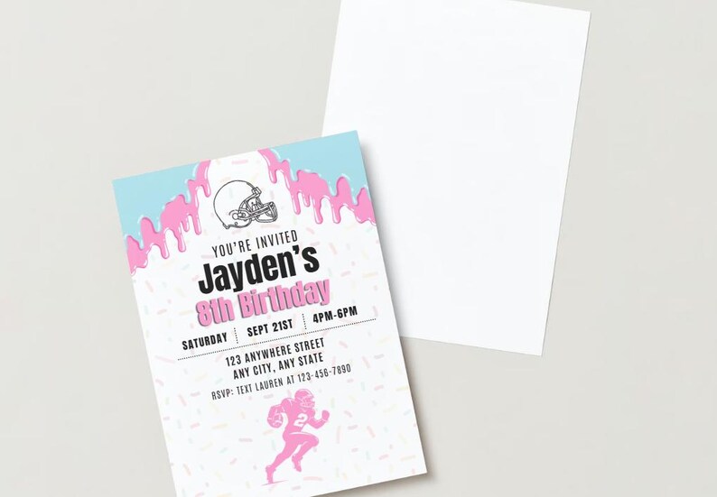 Football Drip Party Invitation, Ice Cream Drip, Birthday Invitation ...