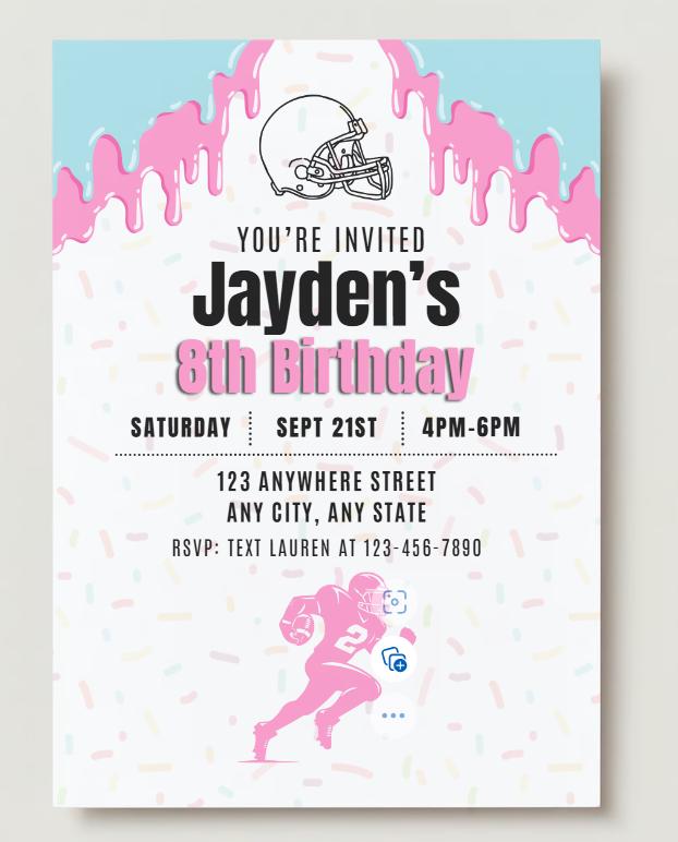 Football Drip Party Invitation, Ice Cream Drip, Birthday Invitation ...