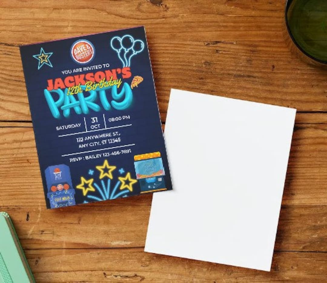 Neon Birthday Party Invitation, Dave and Busters Party, Fun Party ...