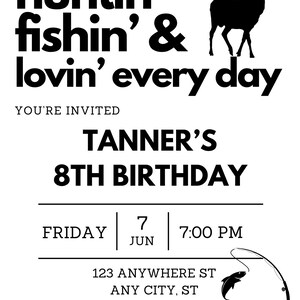 Outdoors Birthday Party Invitation, Hunting, Fishing, Party Digital ...