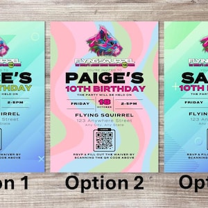 Flying Squirrel With CUSTOM QR CODE Birthday Party Invitation ...