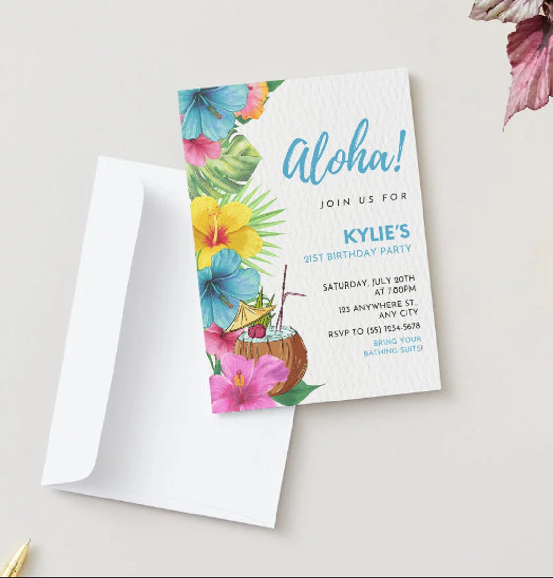 Luau Birthday Invitation, Luau Party Decorations, Aloha Invitation ...