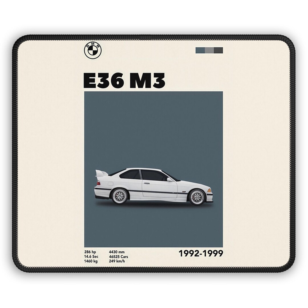 BMW E36 M3 Mousepad Iconic Sports Car Desk Mat Perfect Gift for Car ...