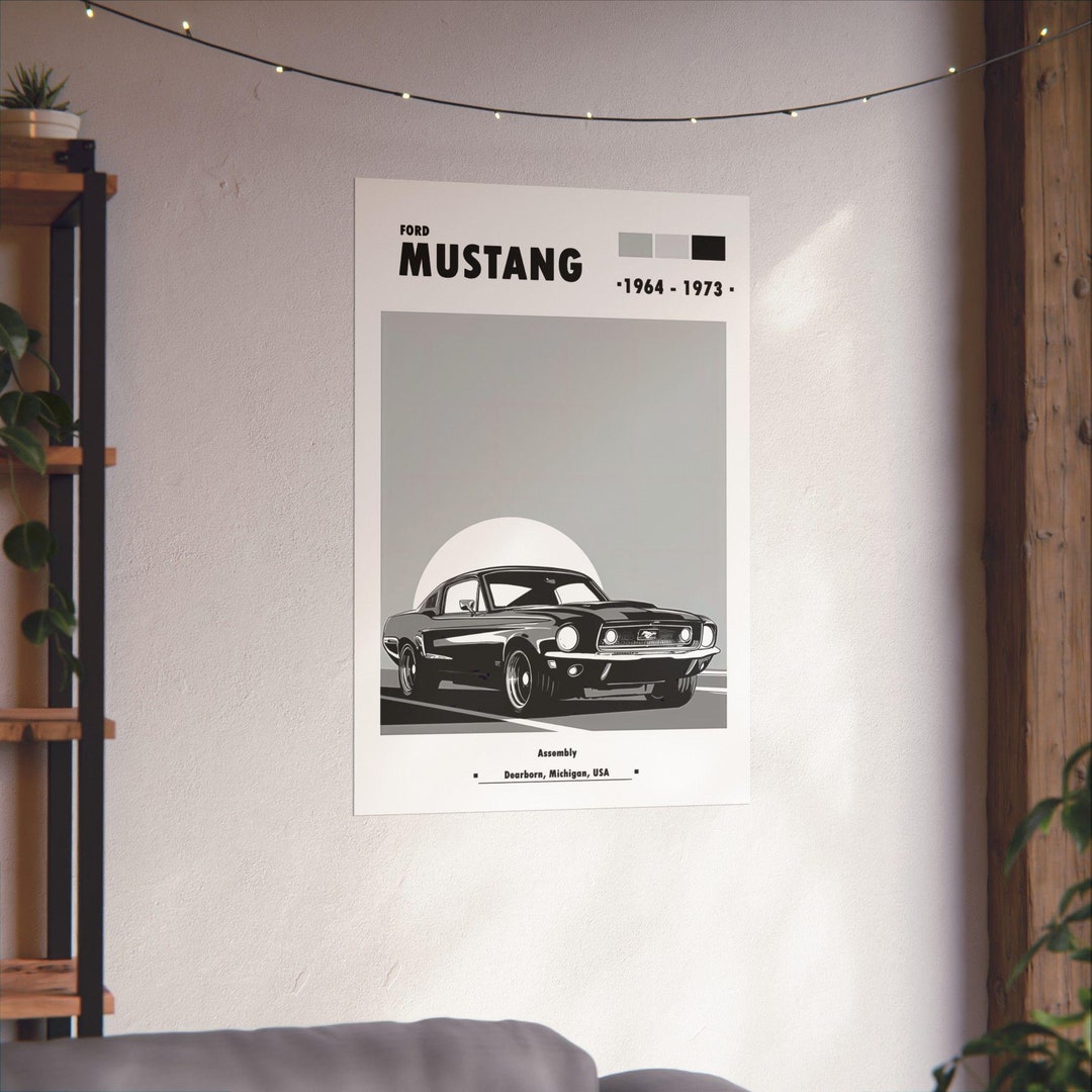 Ford Mustang Poster vintage Muscle Car Wall Art Classic Mustang Print ...