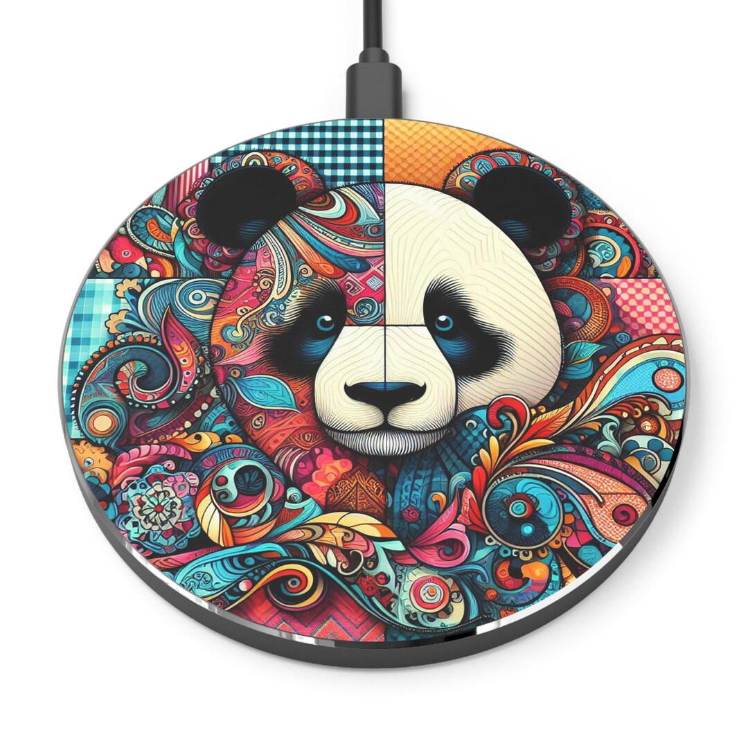 Artsy Patchwork Panda Wireless Charger Portable Reliable Induction ...