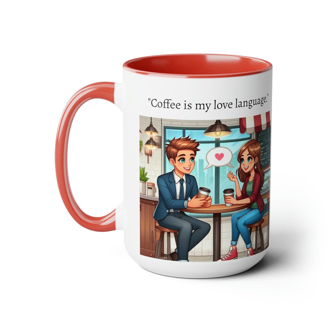 Couples Humor Cartoon Two-tone Coffee Mugs, 15oz Comical Animated ...