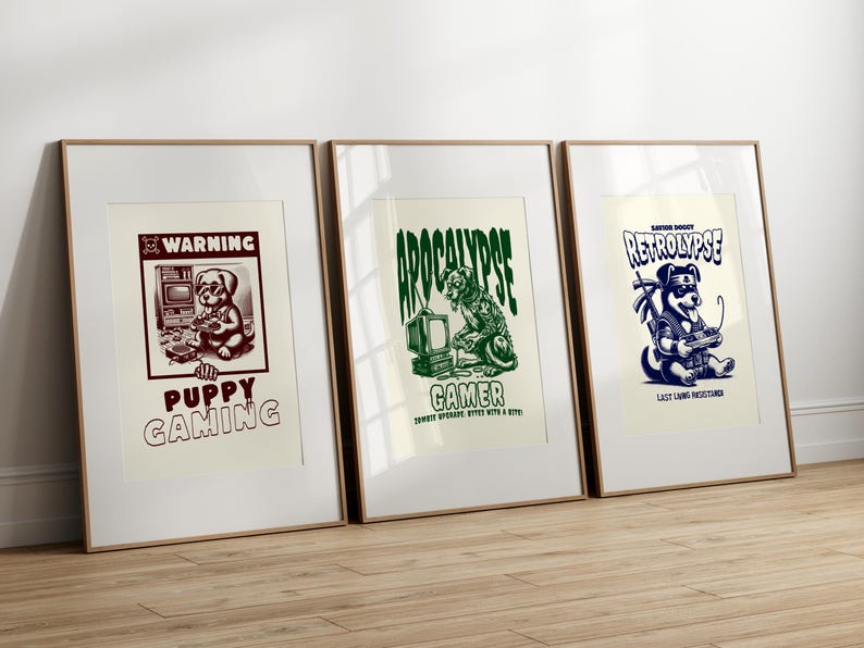 Gaming Wall Art Set 3 Gamer Wall Decor Gaming Room Decor Games Room Art ...