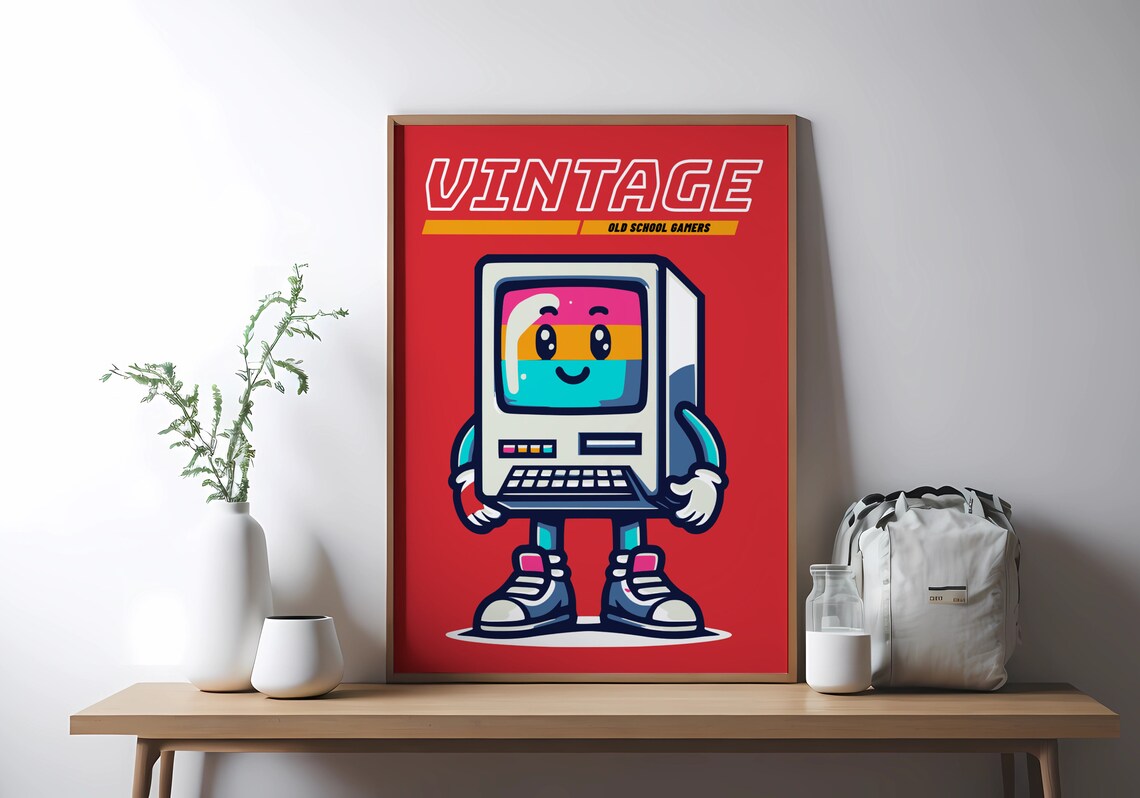 Retro Computer Wall Art Retro Gaming Poster Gift Gaming Room Decor ...