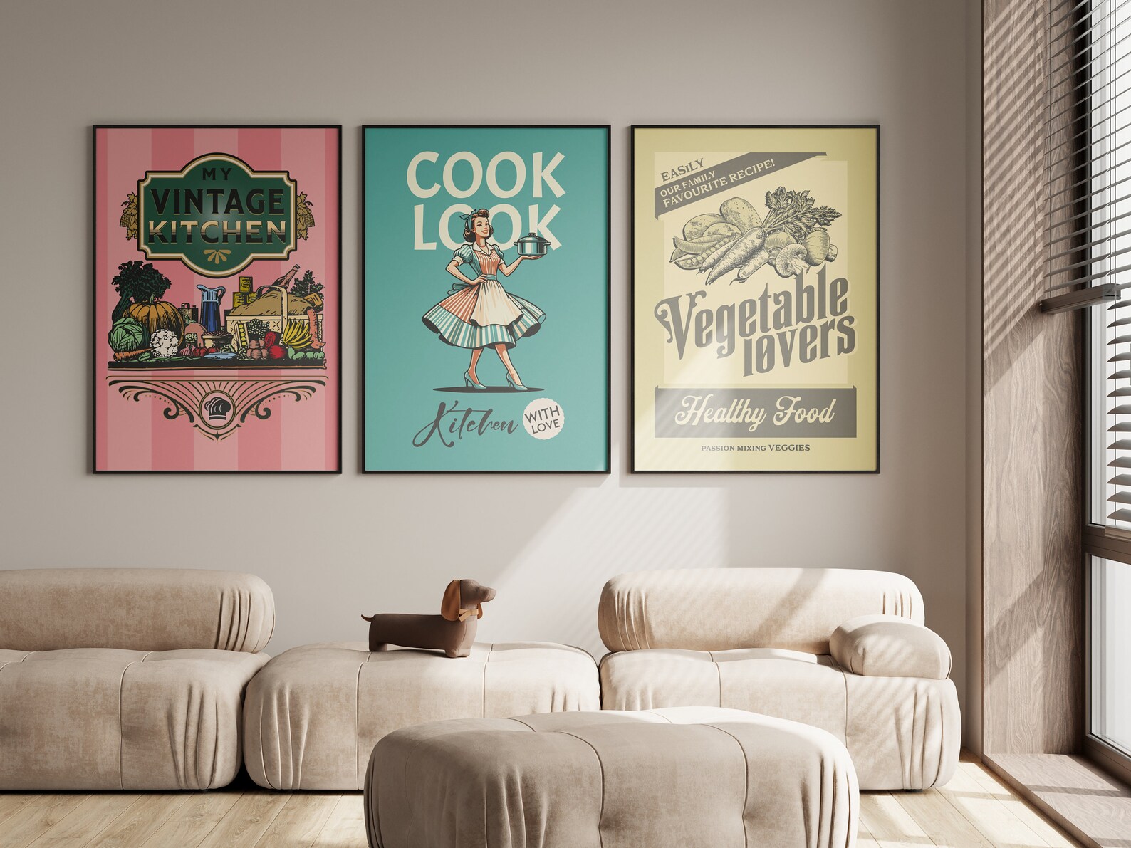 Vintage Kitchen Poster Set Retro Kitchen Decor Gift for Foodie ...