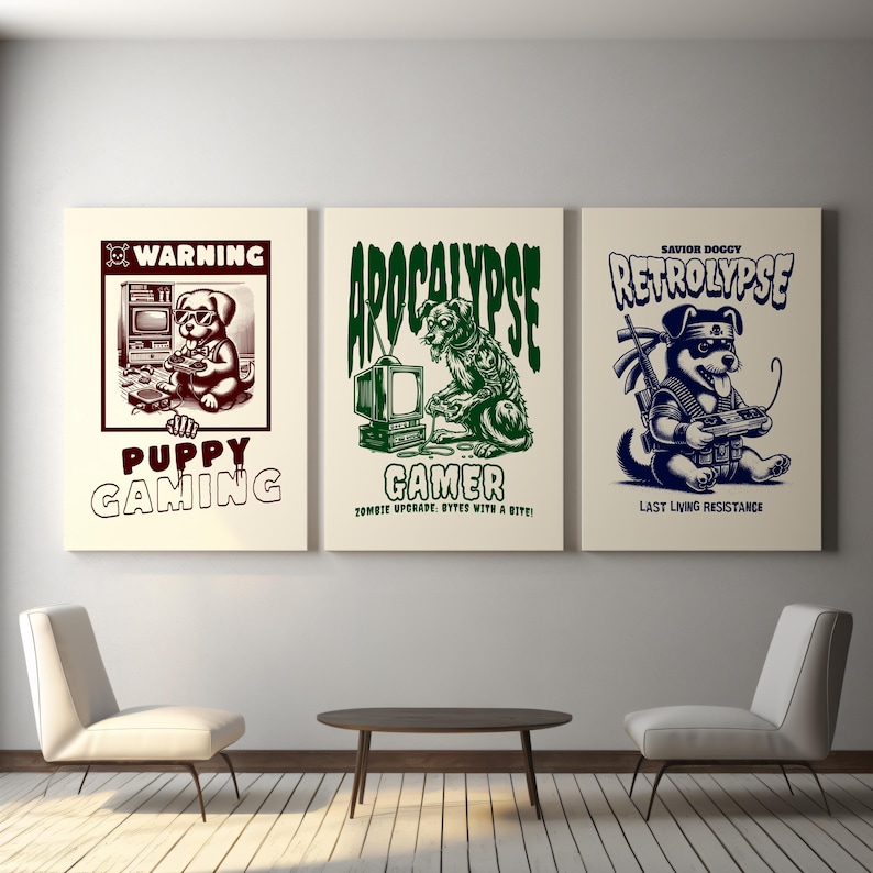 Gaming Wall Art Set 3 Gamer Wall Decor Gaming Room Decor Games Room Art ...