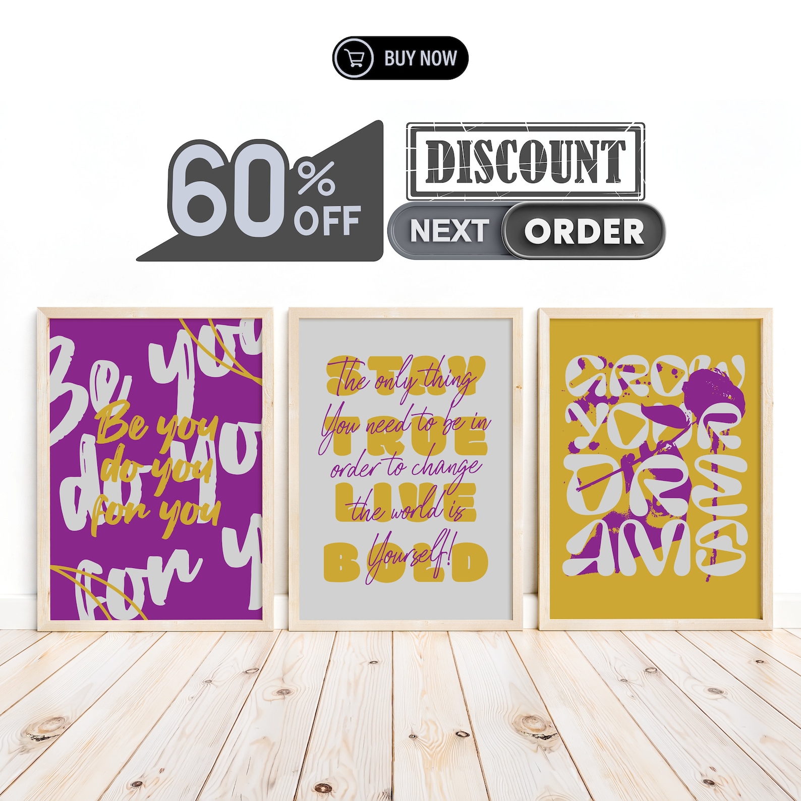 Set of 3 Aesthetic Quote Wall Art Motivational Quote Print Motivation ...