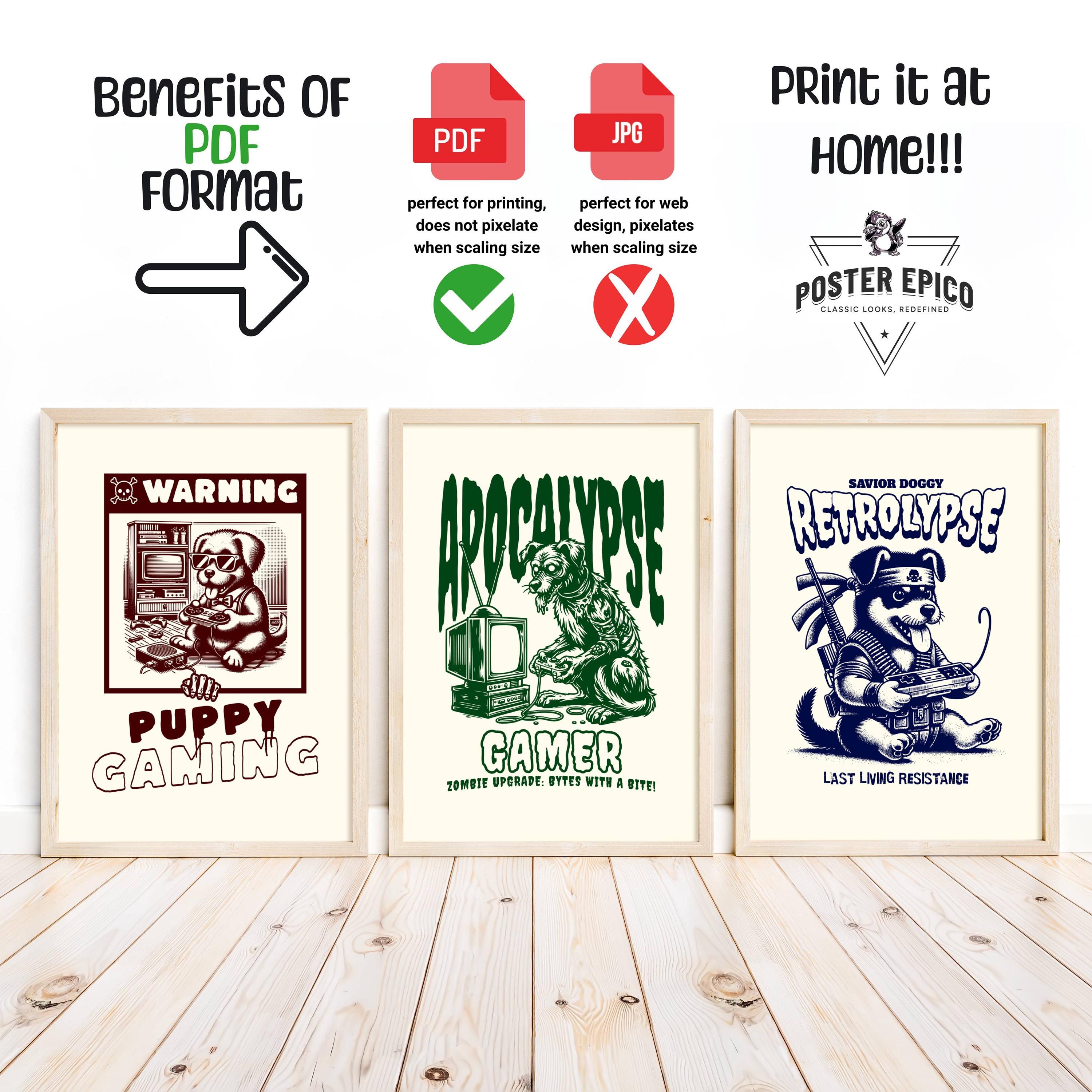 Gaming Wall Art Set 3 Gamer Wall Decor Gaming Room Decor Games Room Art ...