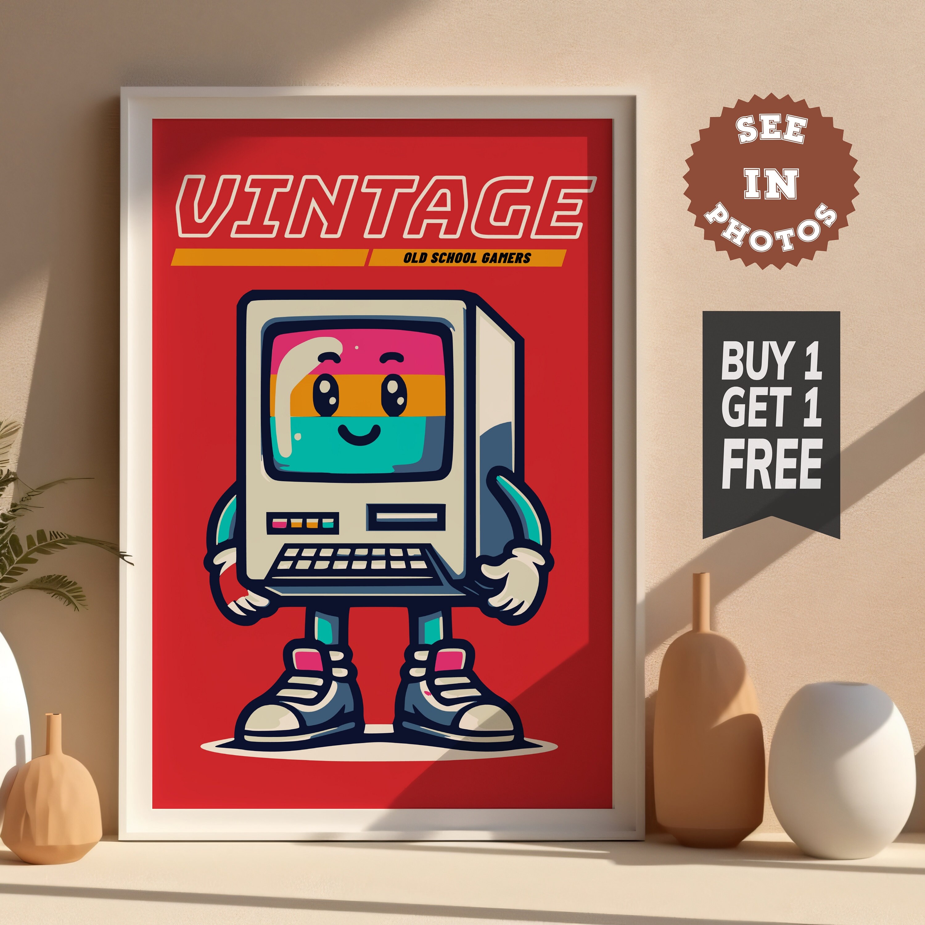 Retro Computer Wall Art Retro Gaming Poster Gift Gaming Room Decor ...
