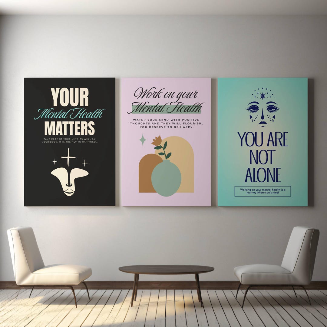 Mental Health Wall Art Set Psychologist Wall Decor Mental Health Print ...