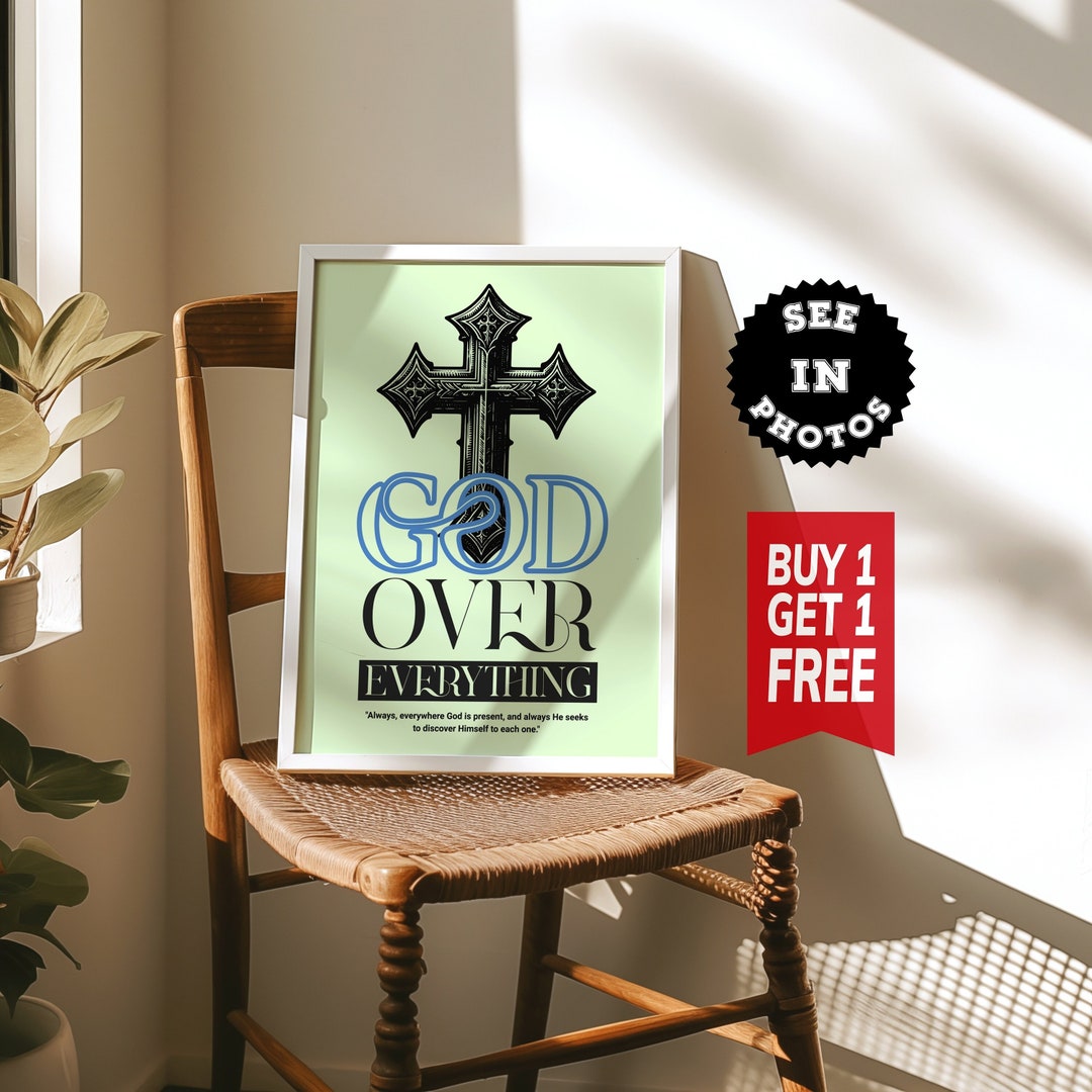 Christian Quote Poster Bible Verse Poster Modern Christian Cross Wall ...
