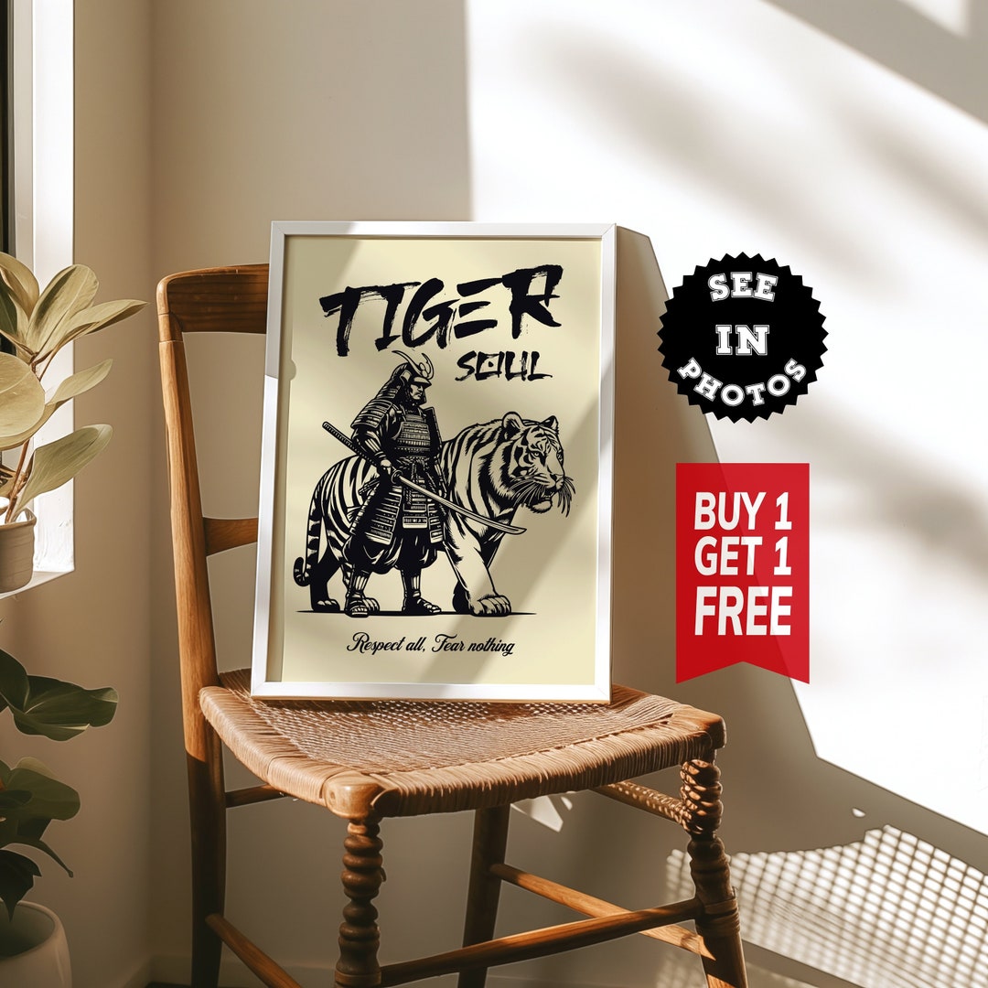 Japanese Samurai Vintage Poster Samurai Wall Decor Japanese Tiger ...