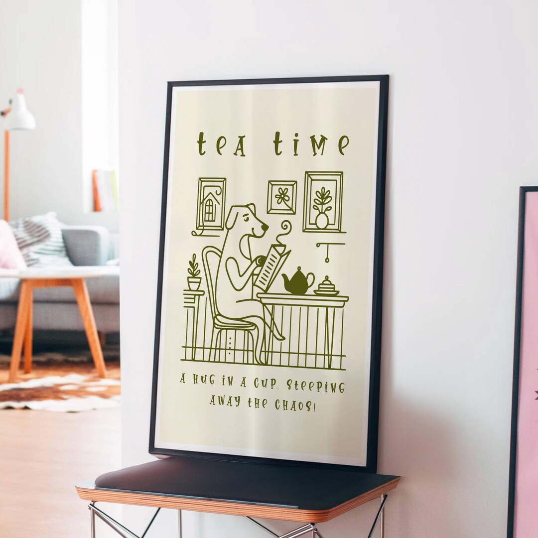 Tea Lover Wall Decor Line Art Kitchen Wall Decor Home Cook Gift ...