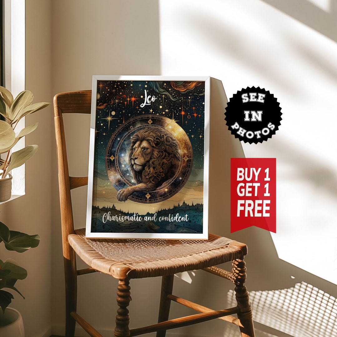 Leo Printable Poster, Zodiac Leo Gift, Celestial Zodiac Wall Decor ...