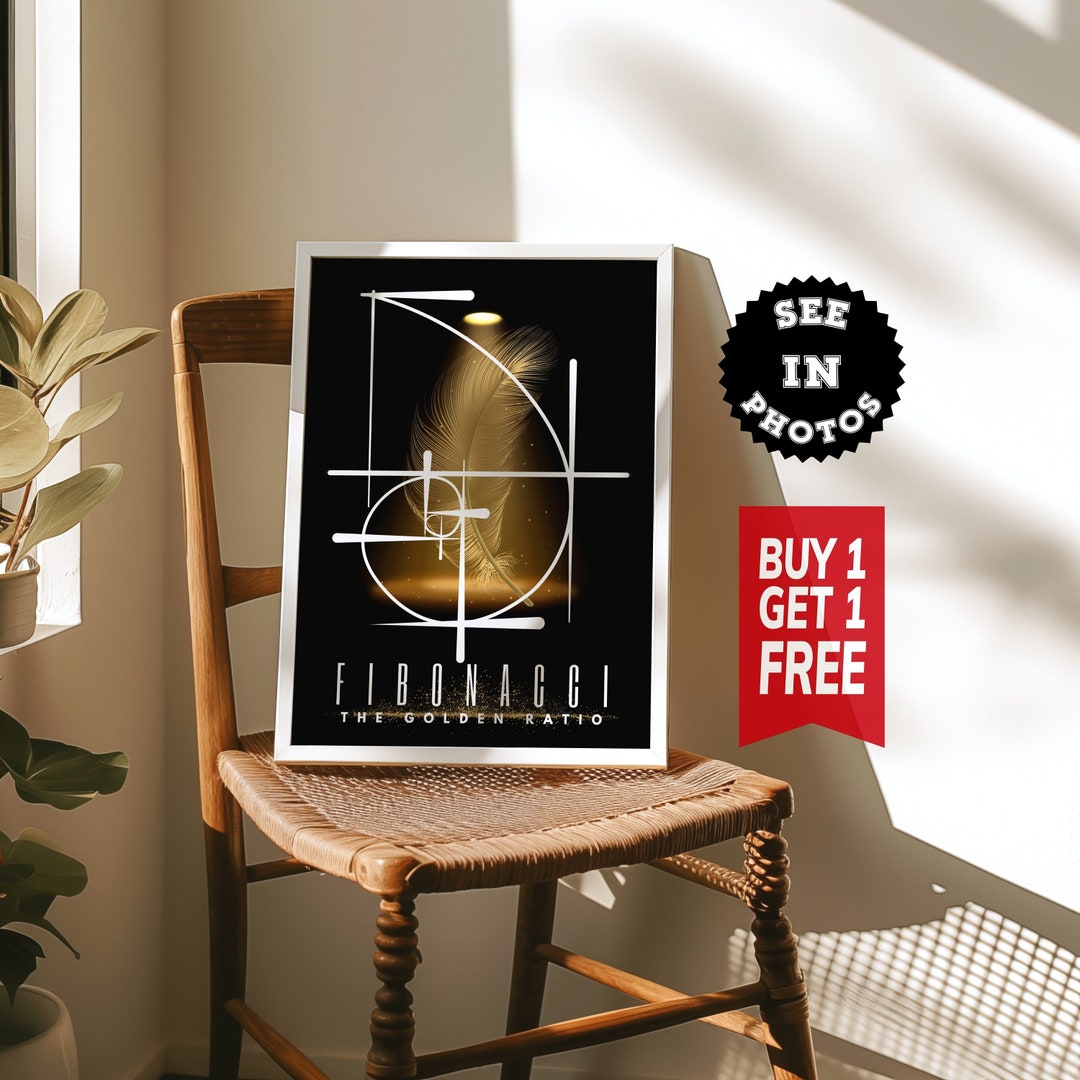 Fibonacci Spiral Wall Art, Golden Ratio Print, Fibonacci Golden Ratio ...