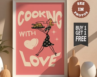 Vintage Kitchen Poster Set Retro Kitchen Decor Gift for Foodie ...