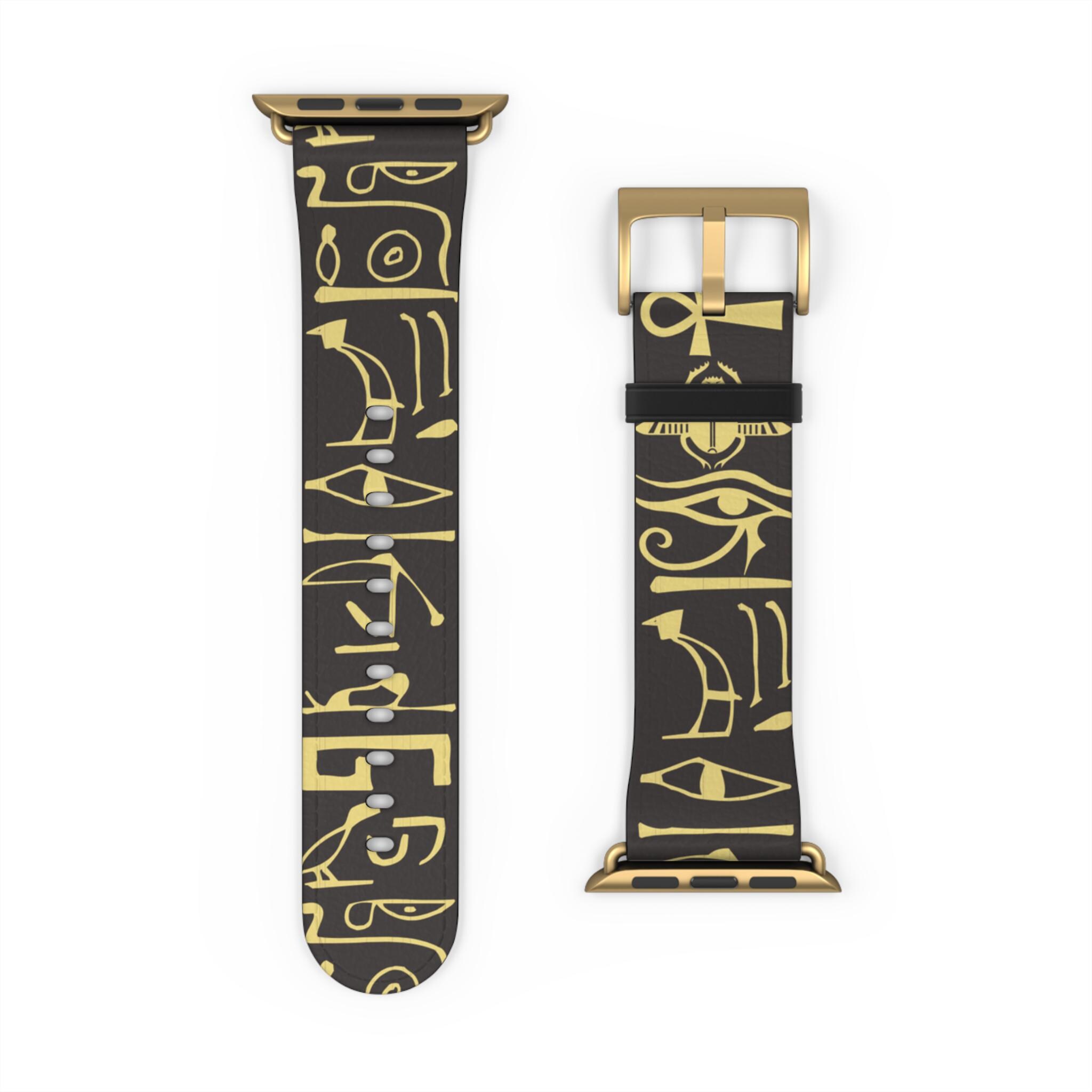 Ancient Egyptian Hieroglyphic Pattern Watch Band Archaeology Strap ...