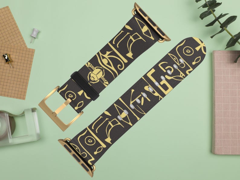 Ancient Egyptian Hieroglyphic Pattern Watch Band Archaeology Strap ...