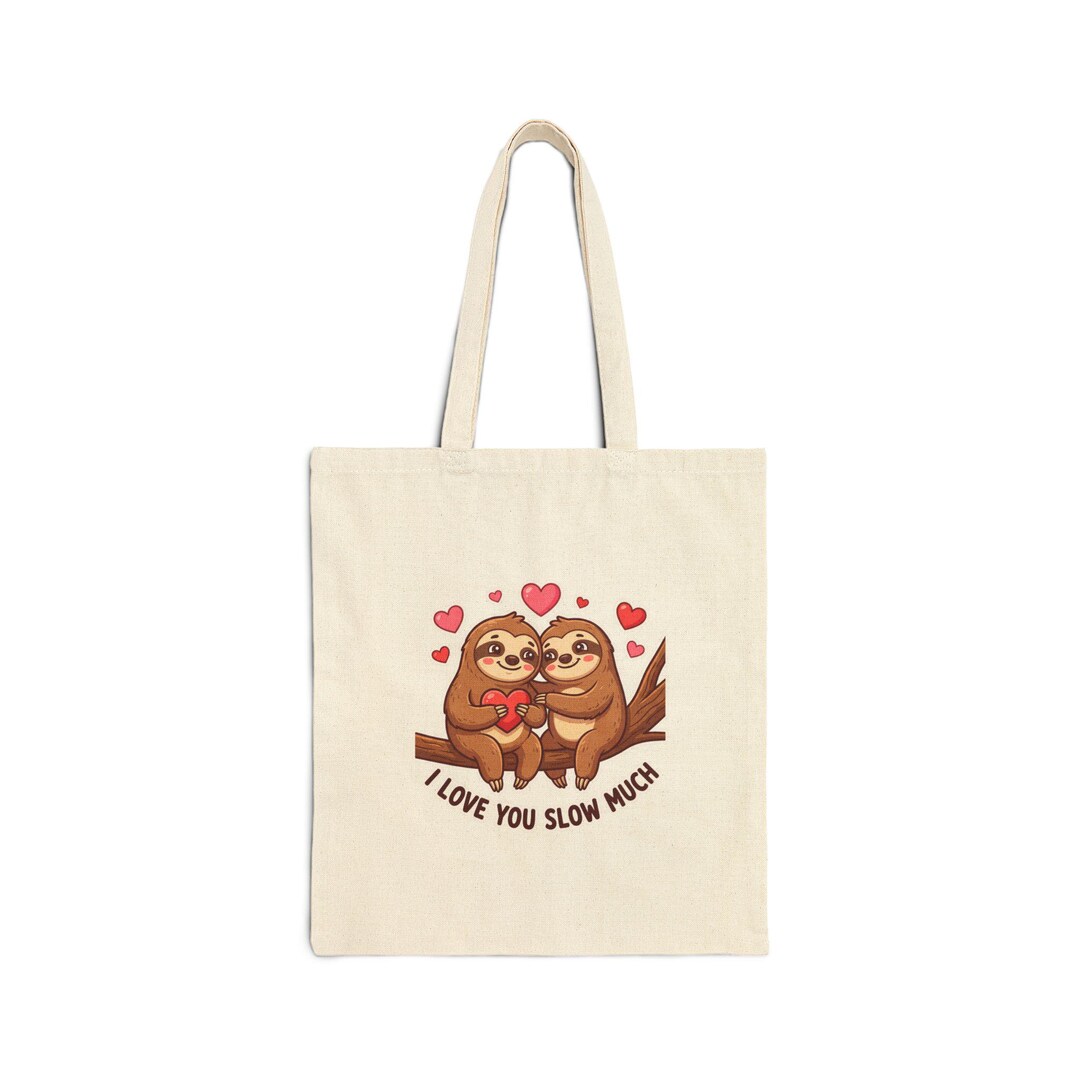 Cute Sloth Couple I Love You Slow Much Tote Bag | Valentine Romantic ...