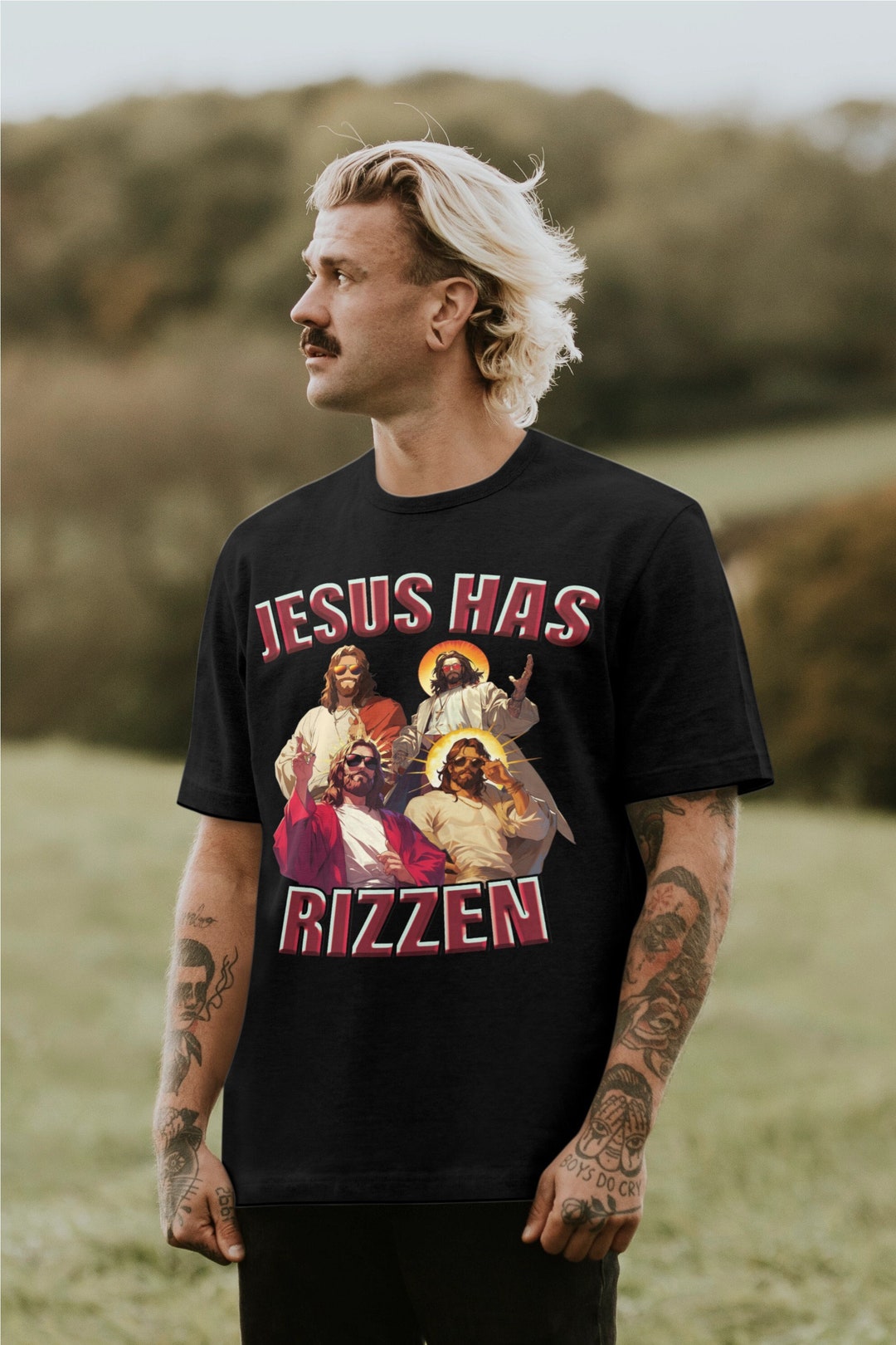 Jesus Has Rizzen Lustiges Grafik-T-Shirt, verfluchtes T-Shirt, lustiges ...