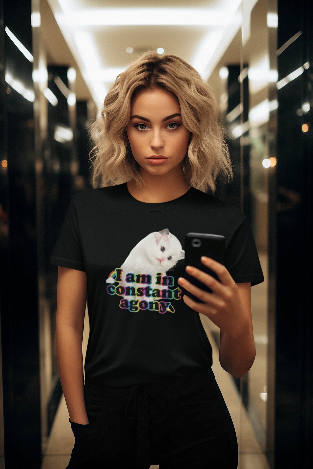 I Am in Constant Agony Funny Cat Graphic T-shirt,funny T-shirt, Cat T ...