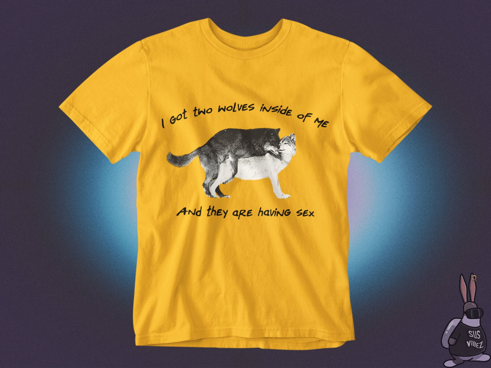 I Got Two Wolves Inside Me Funny Graphic T-shirt, Funny T-shirt, Cursed ...